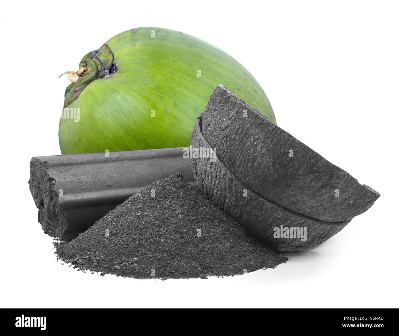 Coconut charcoal isolated on white background Stock Photo - Alamy