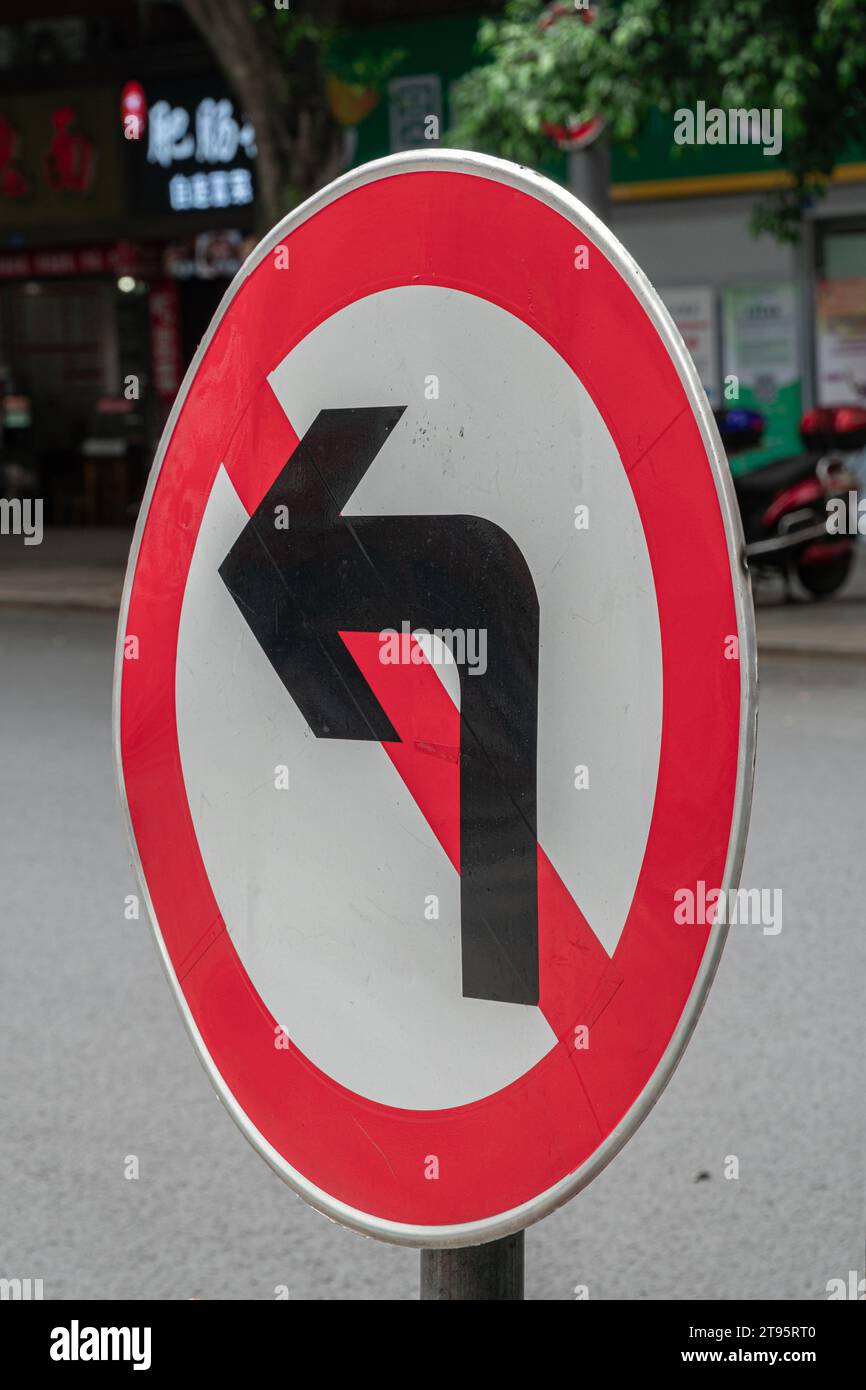 Traffic signs prohibiting left turns Stock Photo - Alamy