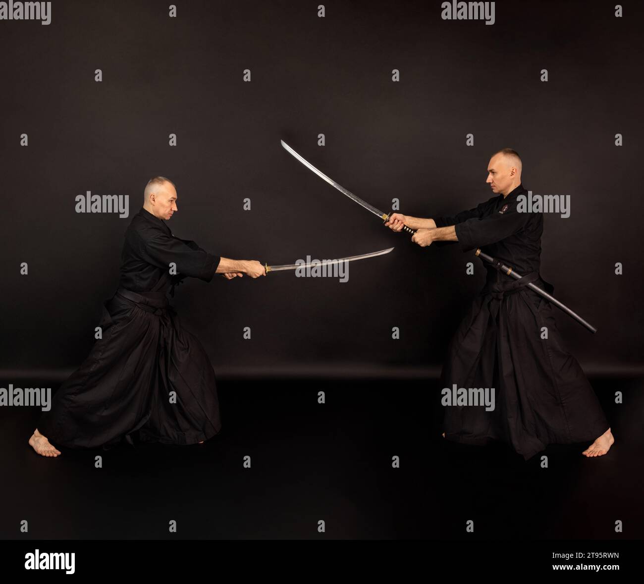 Portrait of aikido sensei master with black sensei belt in taekwondo ...