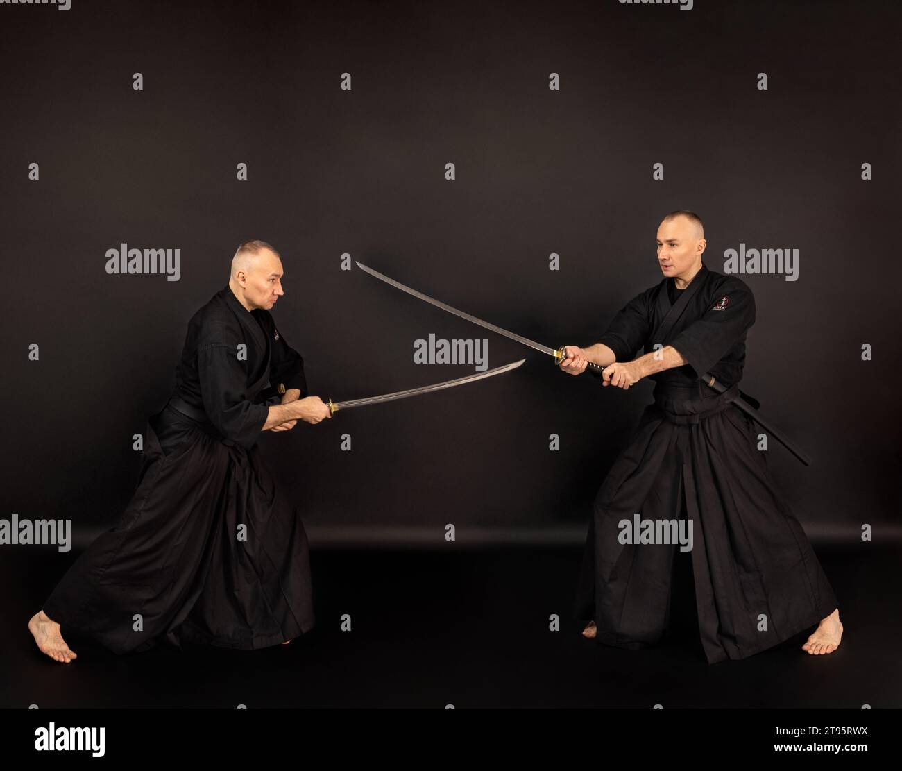 Portrait of aikido sensei master with black sensei belt in taekwondo ...