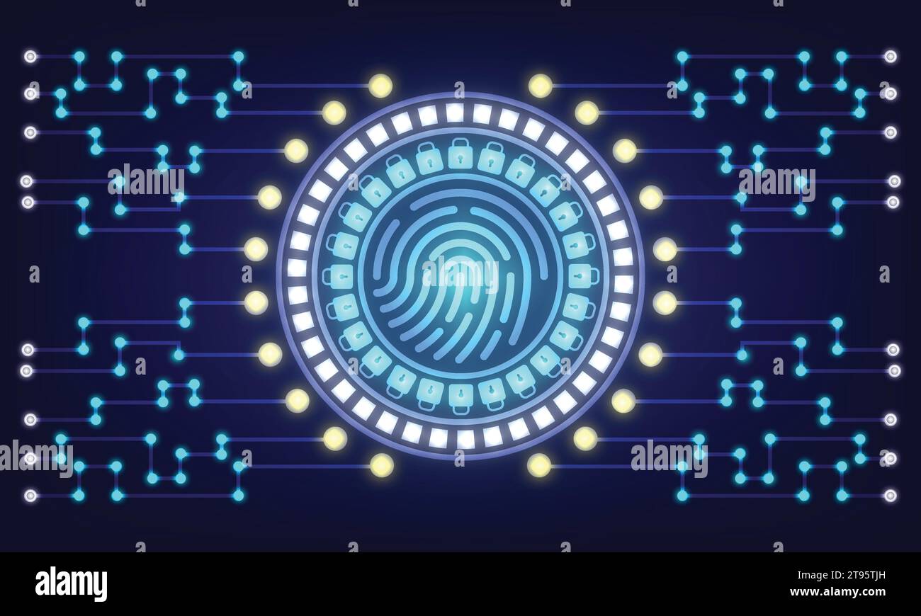 Fingerprint Scanning Biometric Identification Cyber Security Concept
