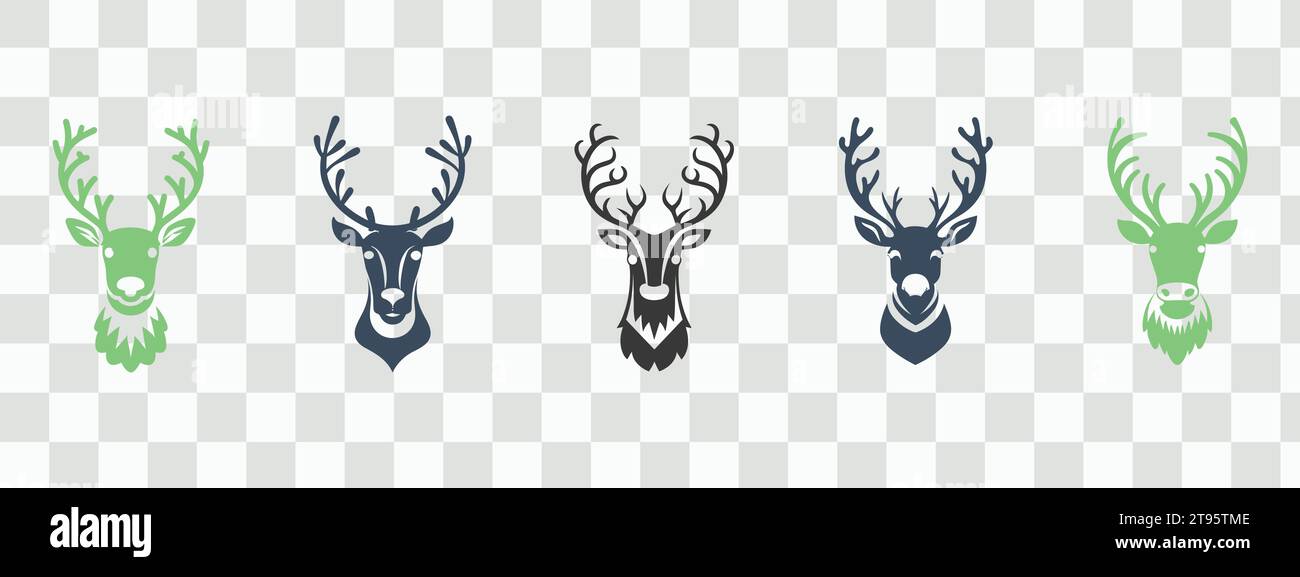 Vector Santa's Reindeer Silhouettes, Christmas Reindeer Cutouts Bundle ...