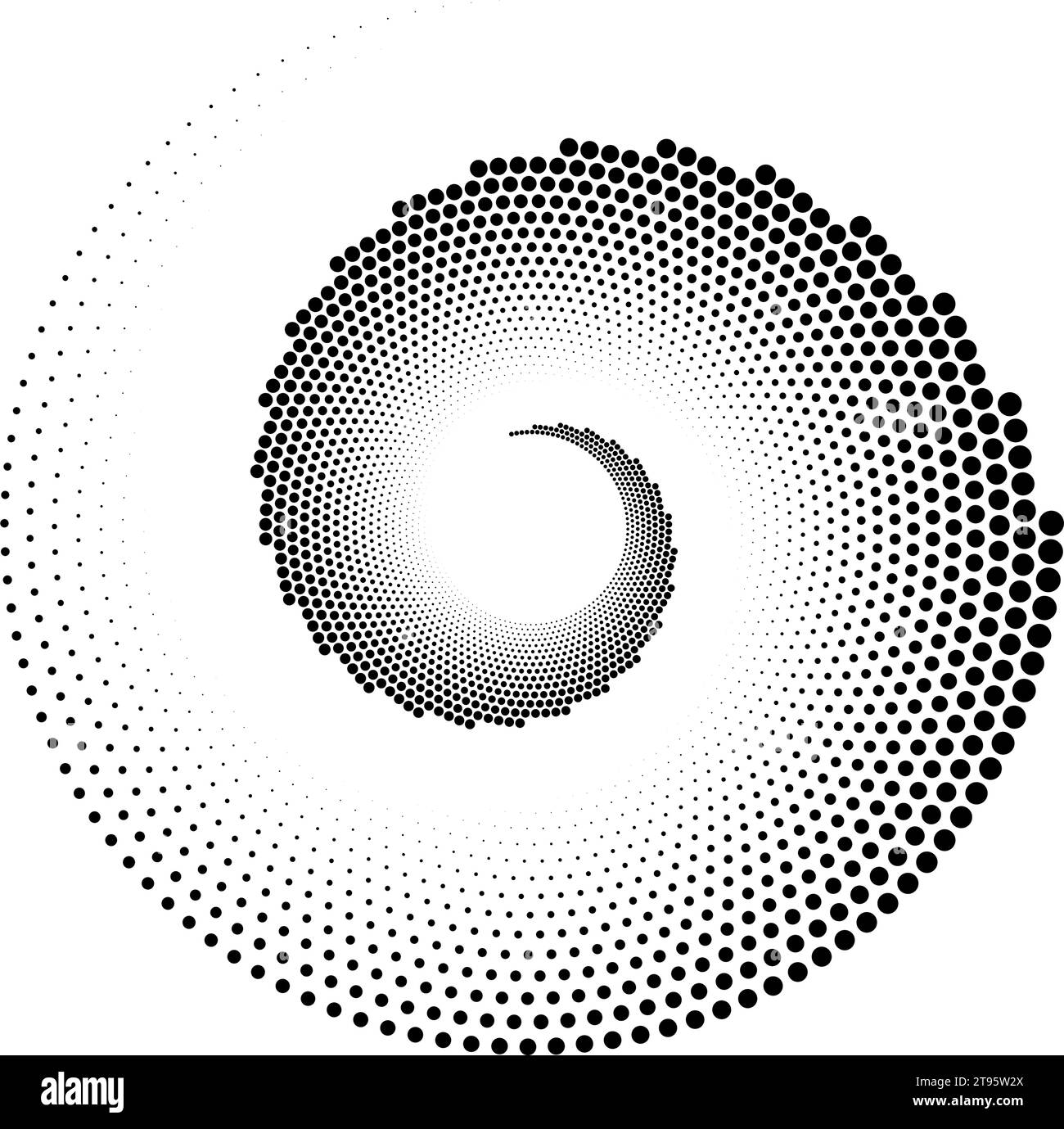 Dotted spiral lines element. Radial spinning halftone texture. Circle ...