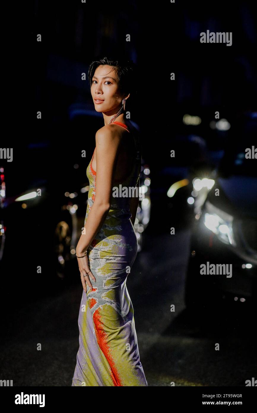 Paris, France. 01st Oct, 2023. Street style, Molly Chiang arriving at Y ...