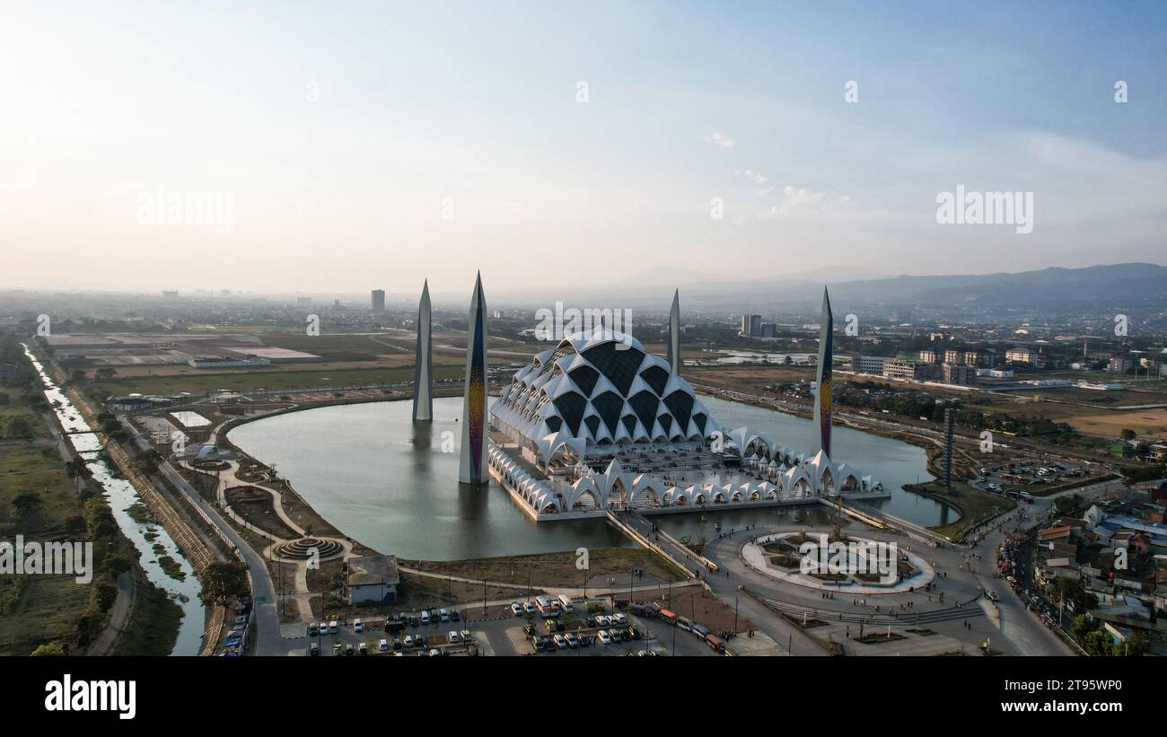 Aerial view show Al Jabbar Great Mosque a landmark and icon of West ...