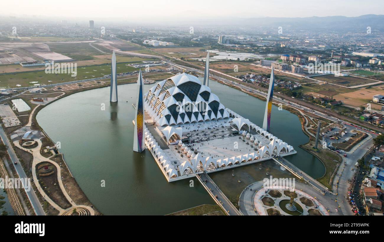 Aerial view show Al Jabbar Great Mosque a landmark and icon of West ...