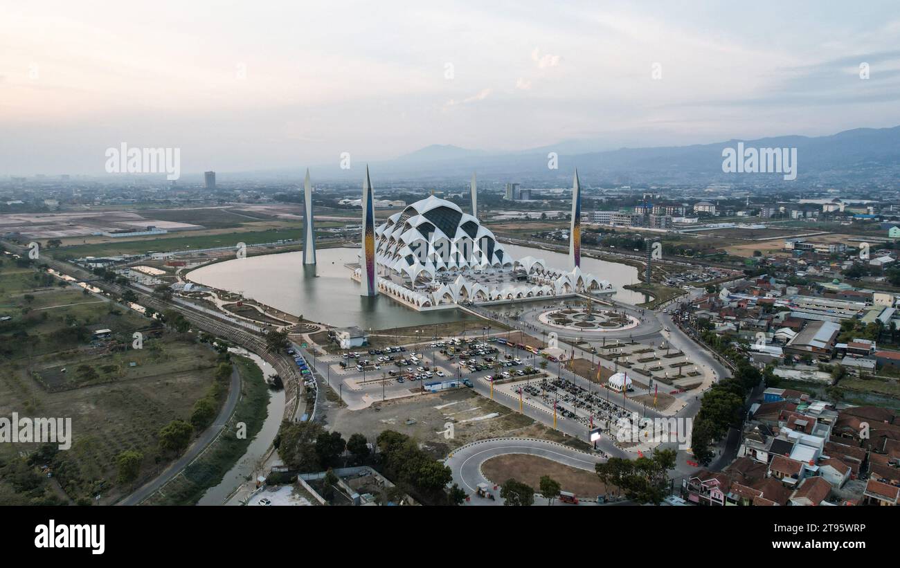Aerial view show Al Jabbar Great Mosque a landmark and icon of West ...