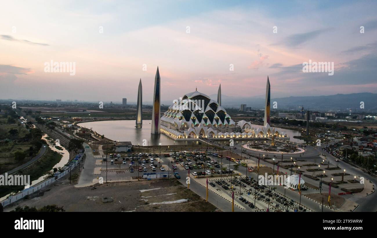 Aerial view show Al Jabbar Great Mosque a landmark and icon of West ...