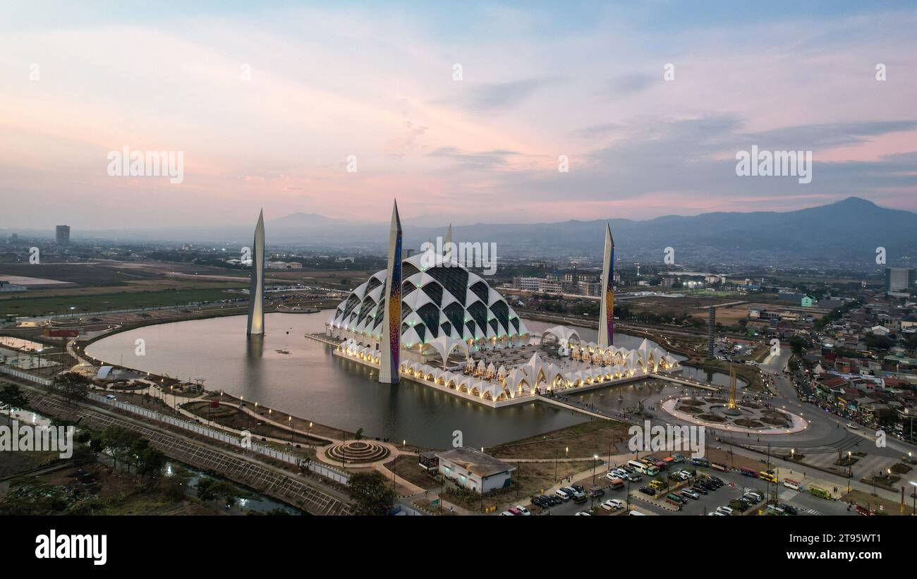 Aerial view show Al Jabbar Great Mosque a landmark and icon of West ...