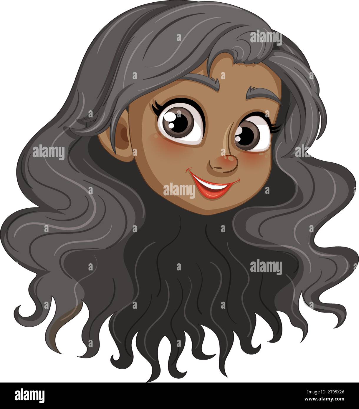 A Vector Cartoon Illustration Of A Girl With A Beautiful Smile And Long