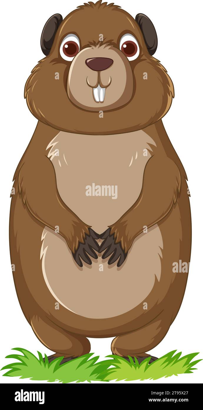 A cute and lovable groundhog cartoon character depicted in a vector ...