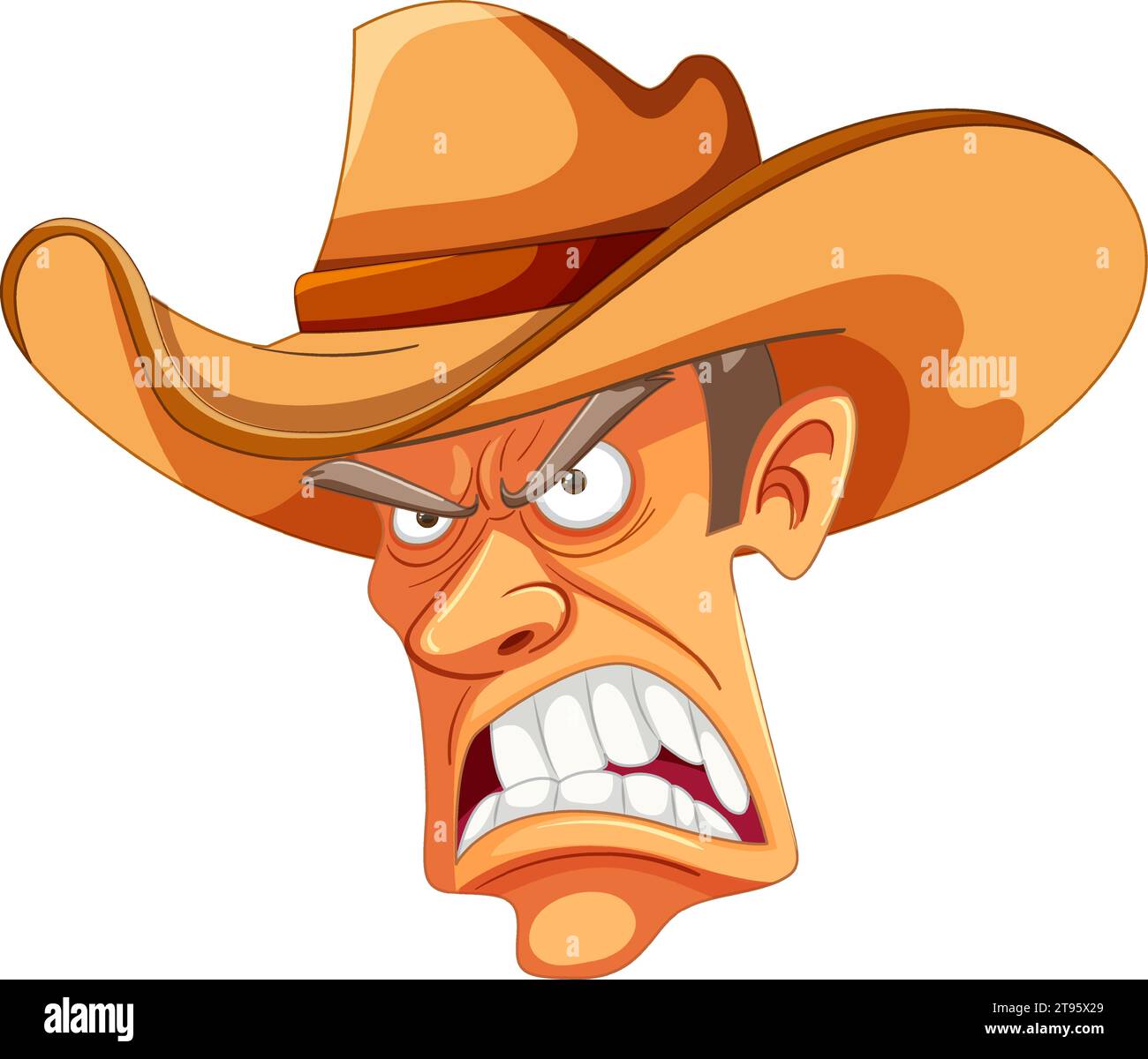 A vector cartoon of an angry cowboy wearing a hat Stock Vector Image ...