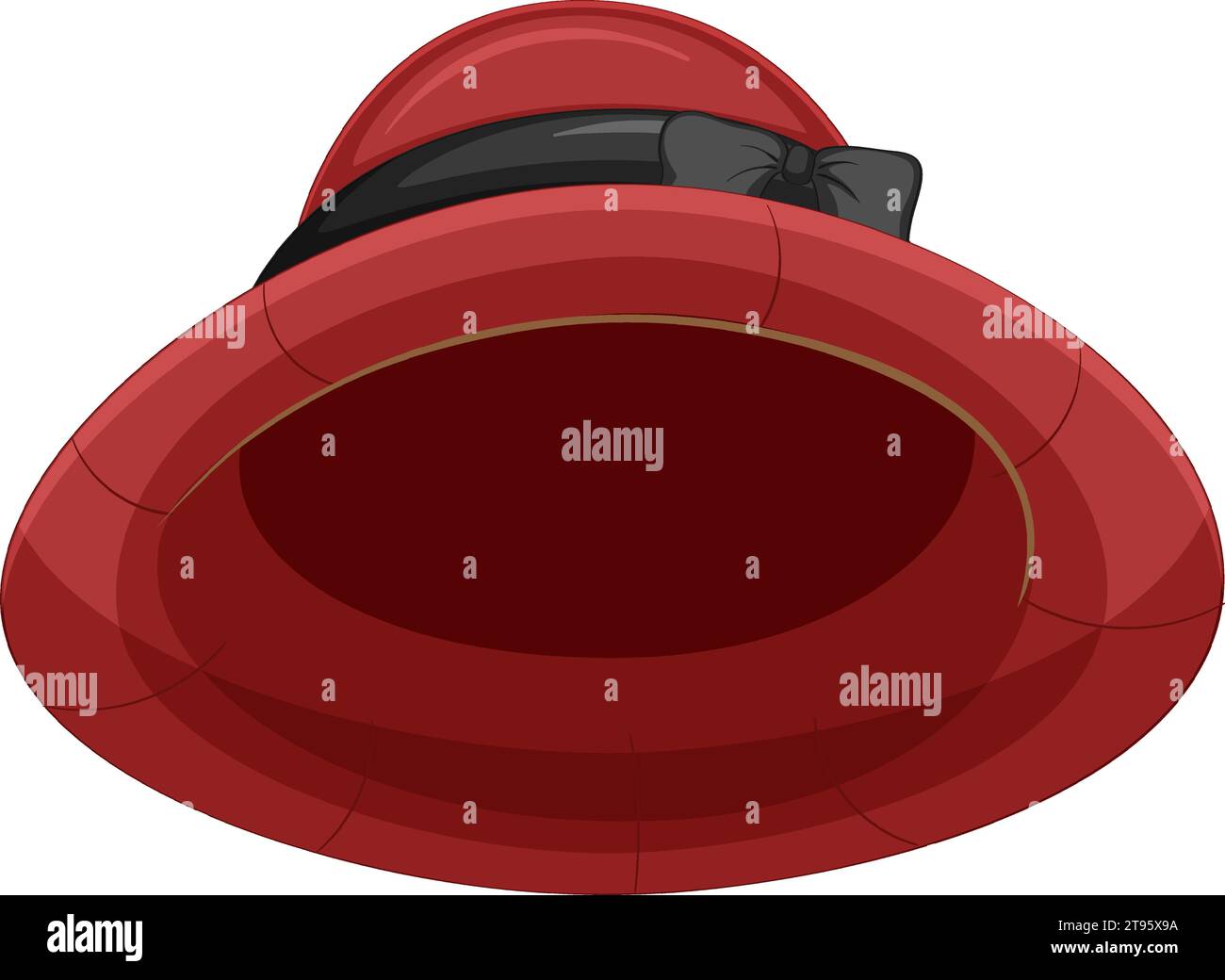 Vector cartoon illustration of a woman wearing a red hat standing alon ...