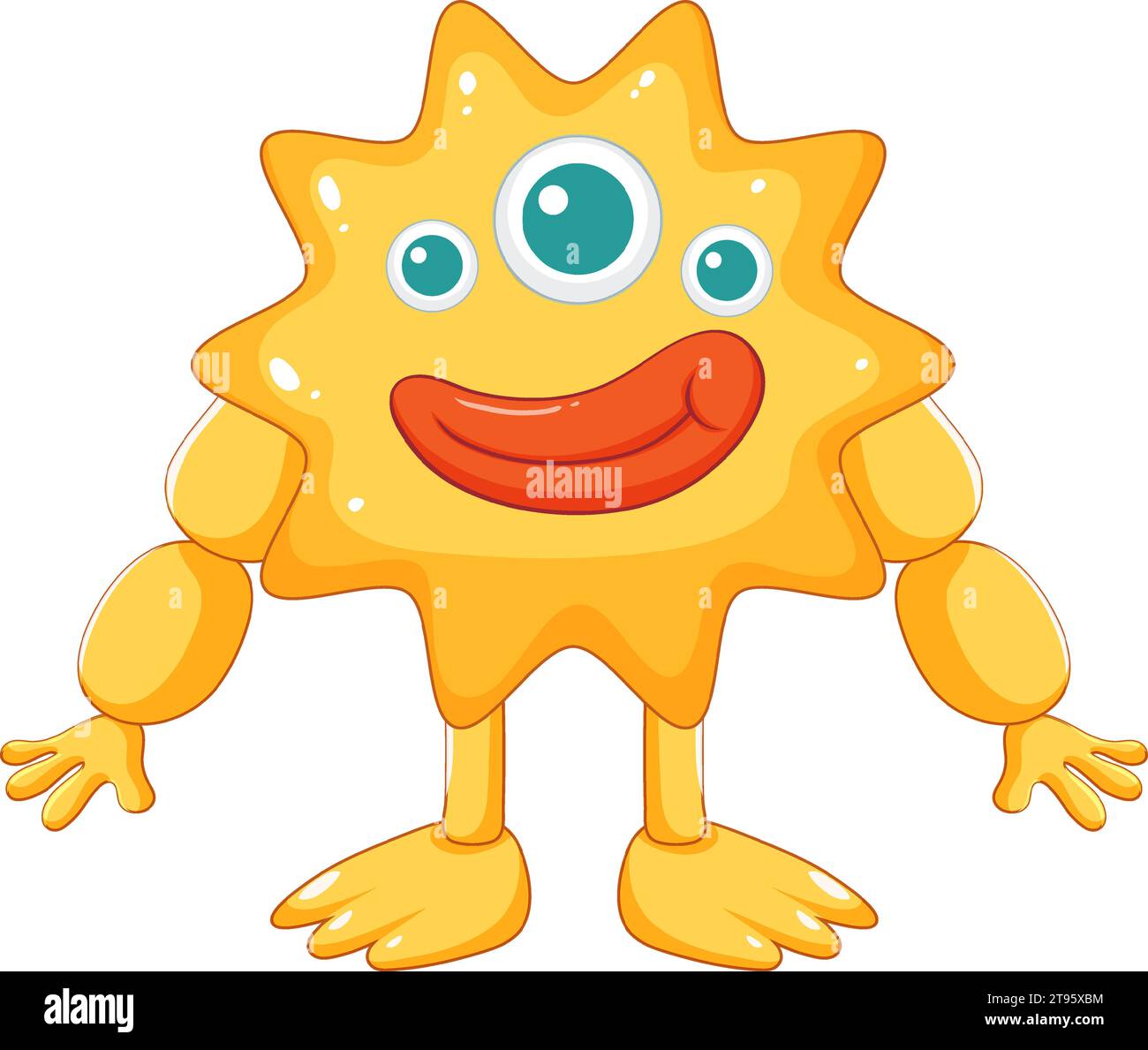 A cute and spiky group of yellow alien monsters in a cartoon ...