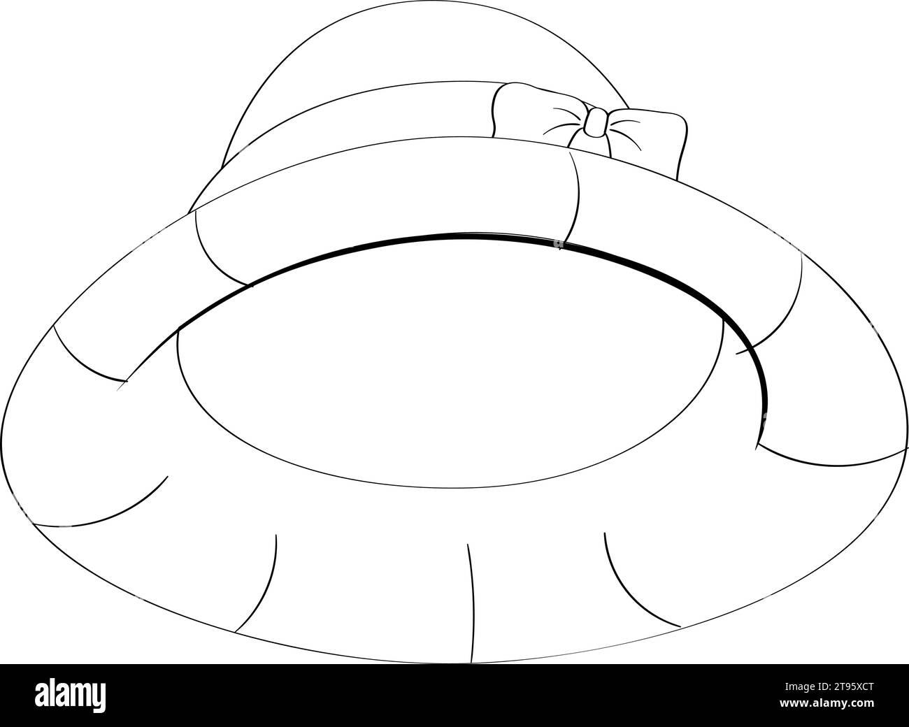 A vector cartoon illustration of a woman's hat outline for coloring ...