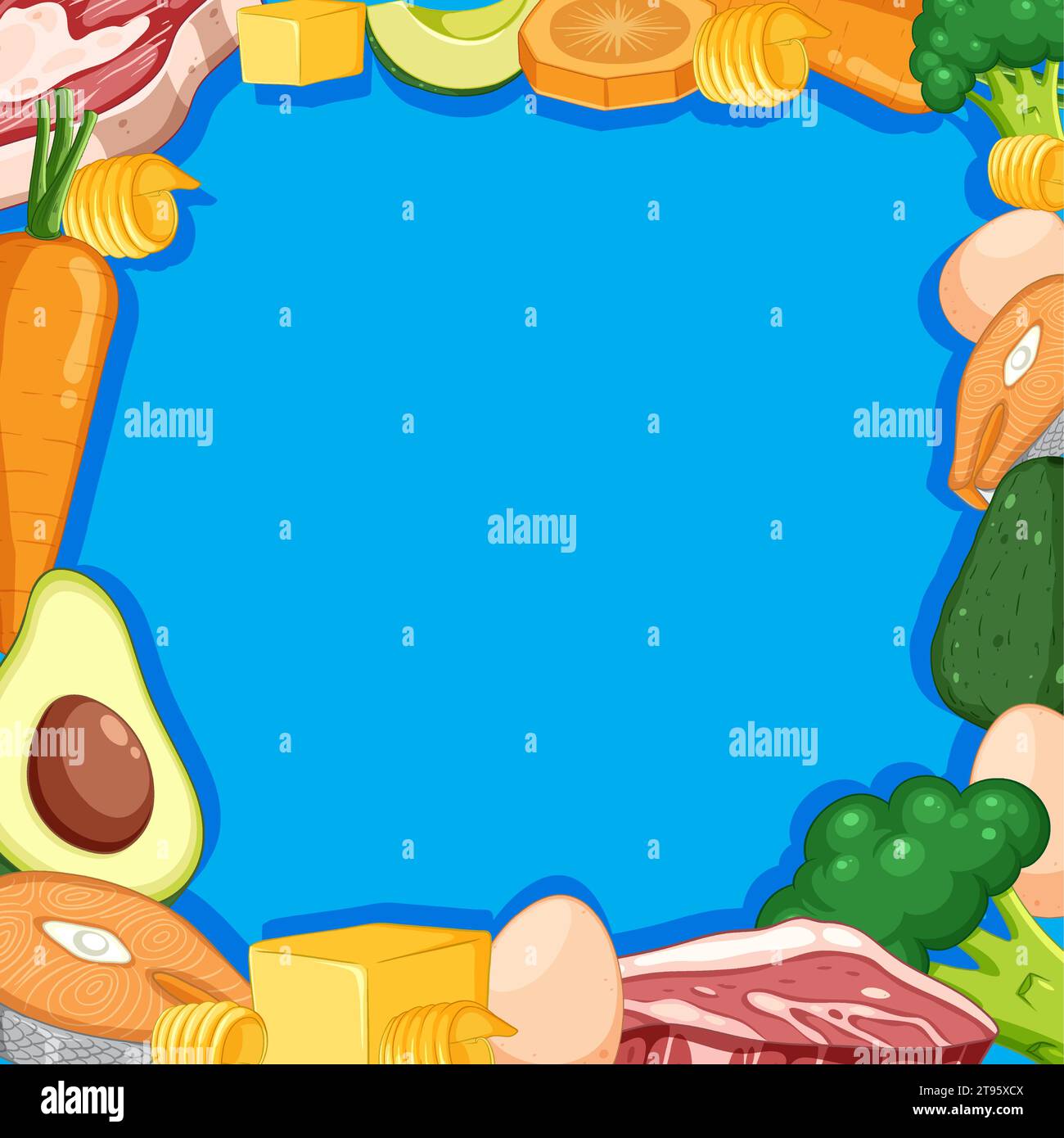 A vibrant vector illustration featuring a border frame filled with ...