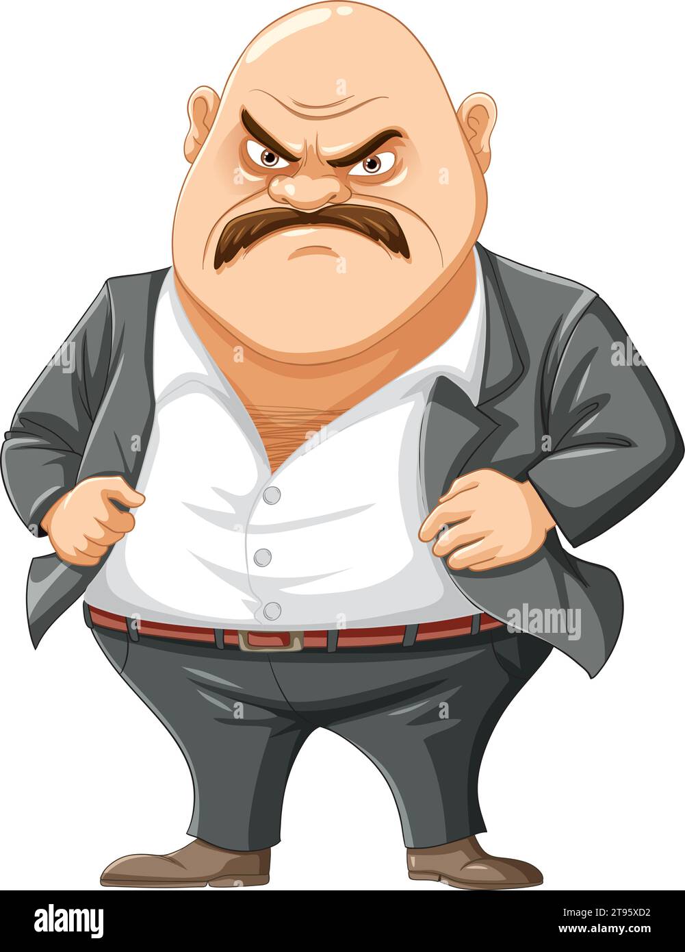 An isolated vector illustration of a middle-aged mafia man with a ...