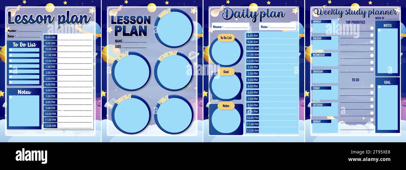 A visually appealing vector illustration of a study plan schedule for ...