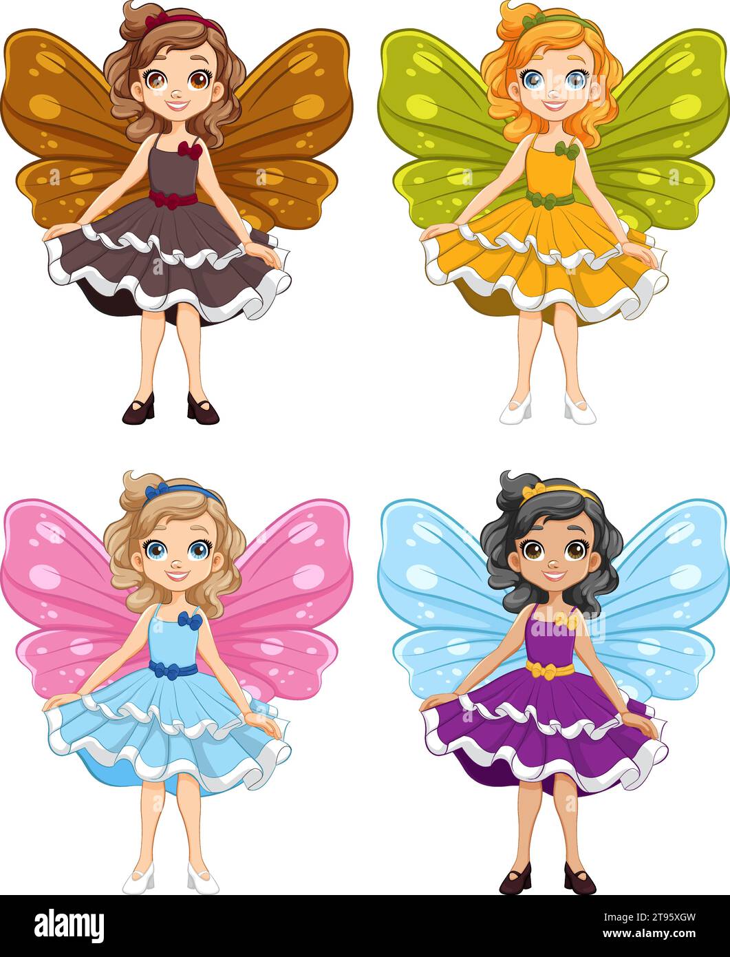 A set of cute fairies in princess attire for a fantasy-themed party ...