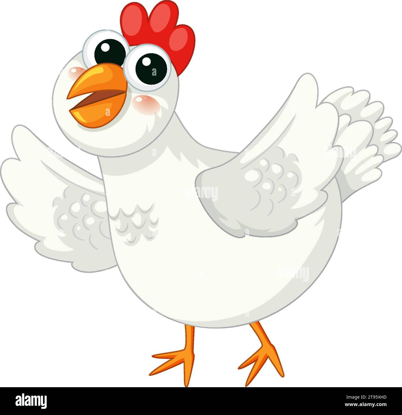 A cheerful white chicken cartoon character with open wings Stock Vector ...