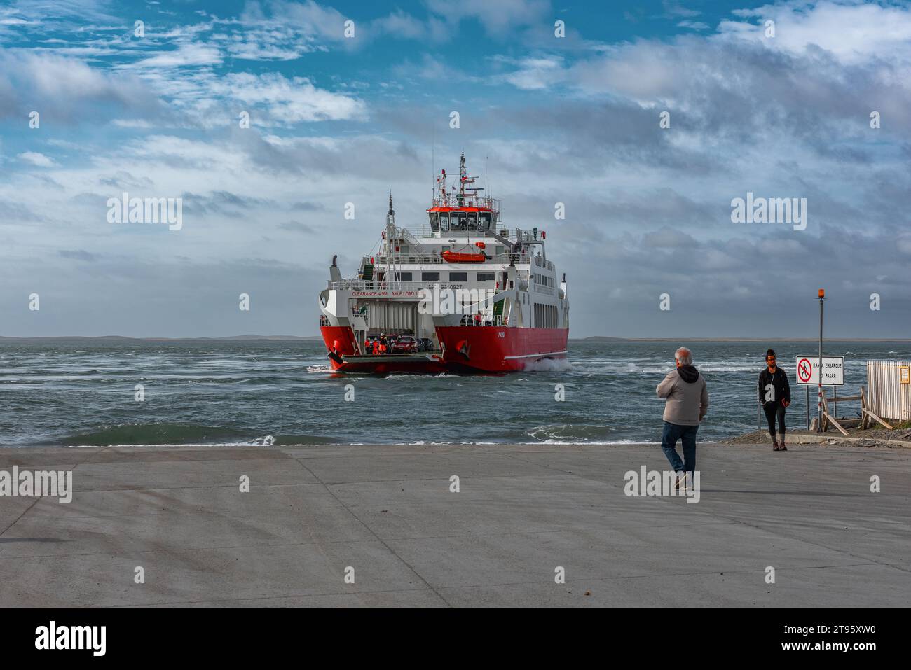 Large car ferry from Punta Delgada to Tierra del Fuego, Argentina Stock ...