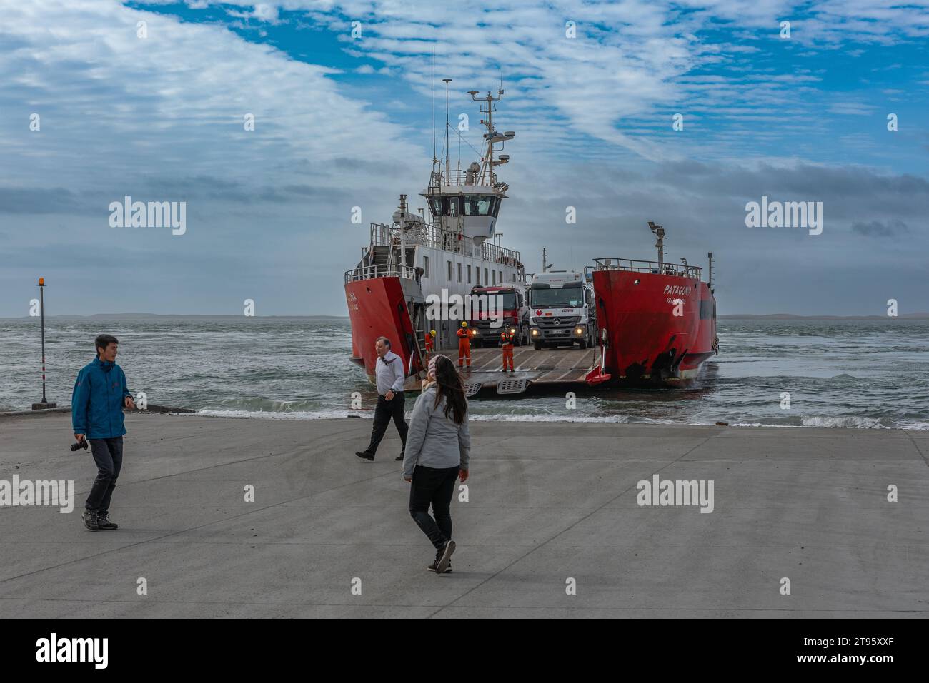 Large car ferry from Punta Delgada to Tierra del Fuego, Argentina Stock ...