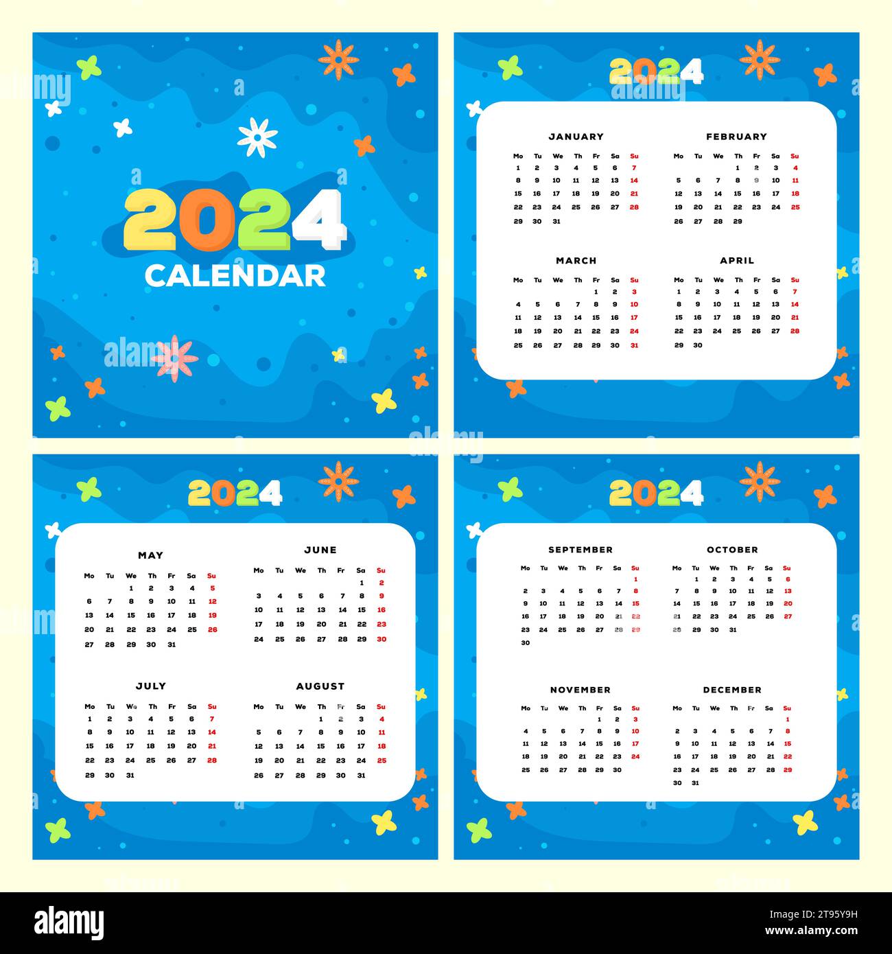 Calendar 2024 template in Stock Vector Images - Alamy