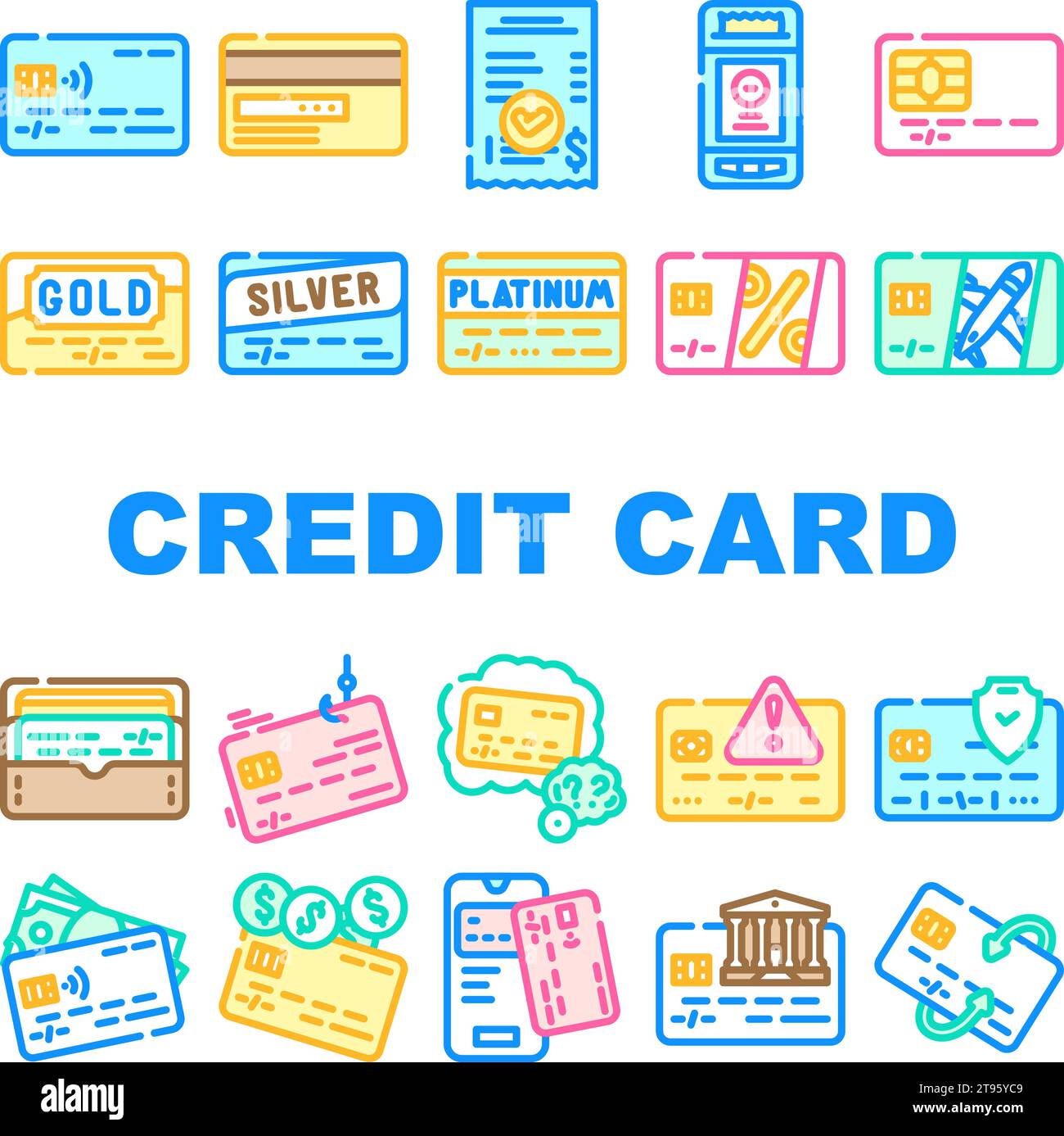 credit card bank payment icons set vector Stock Vector Image & Art - Alamy