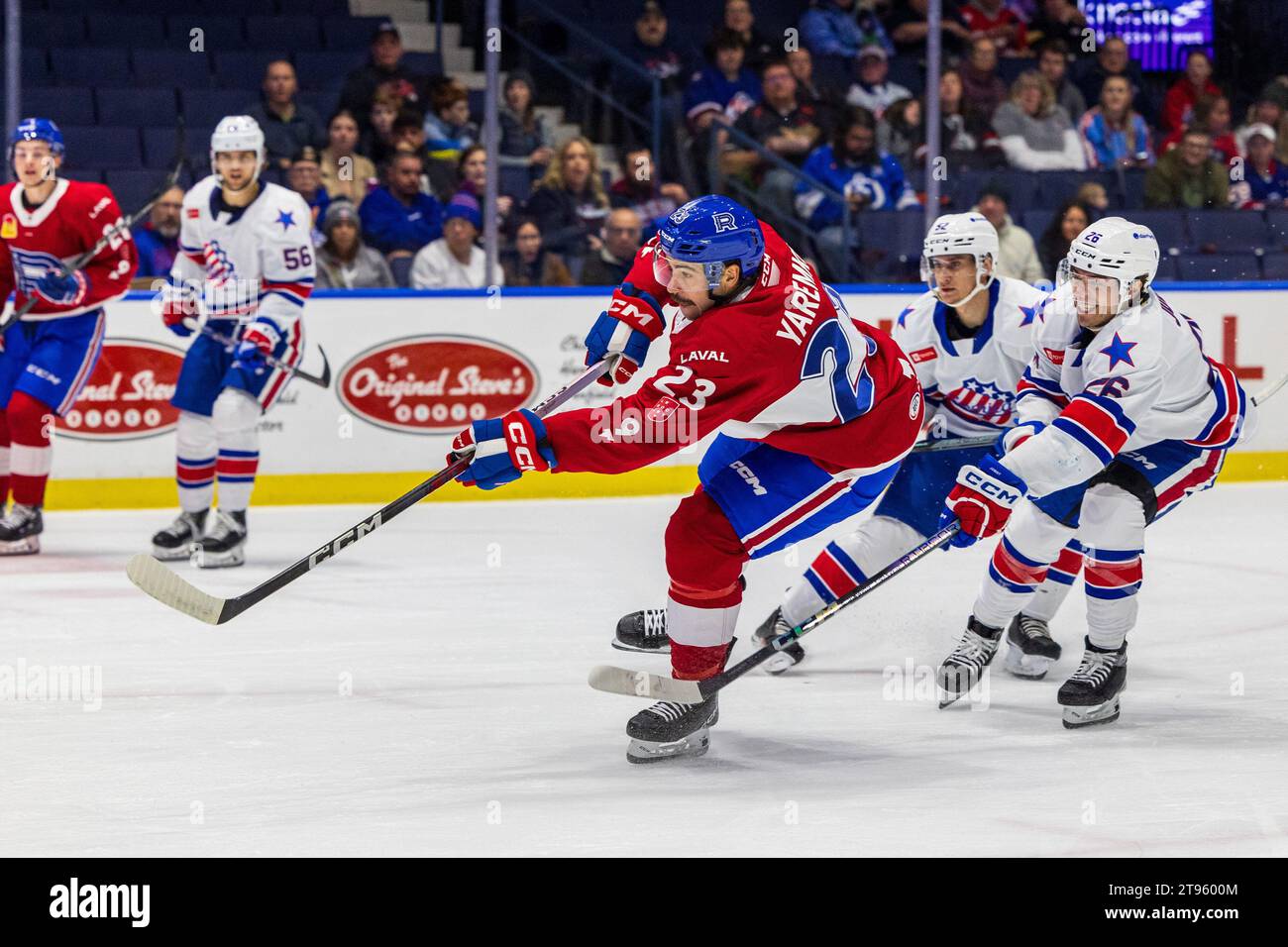 Rochester, New York, USA. 25th Nov, 2023. Laval Rocket forward Nolan ...