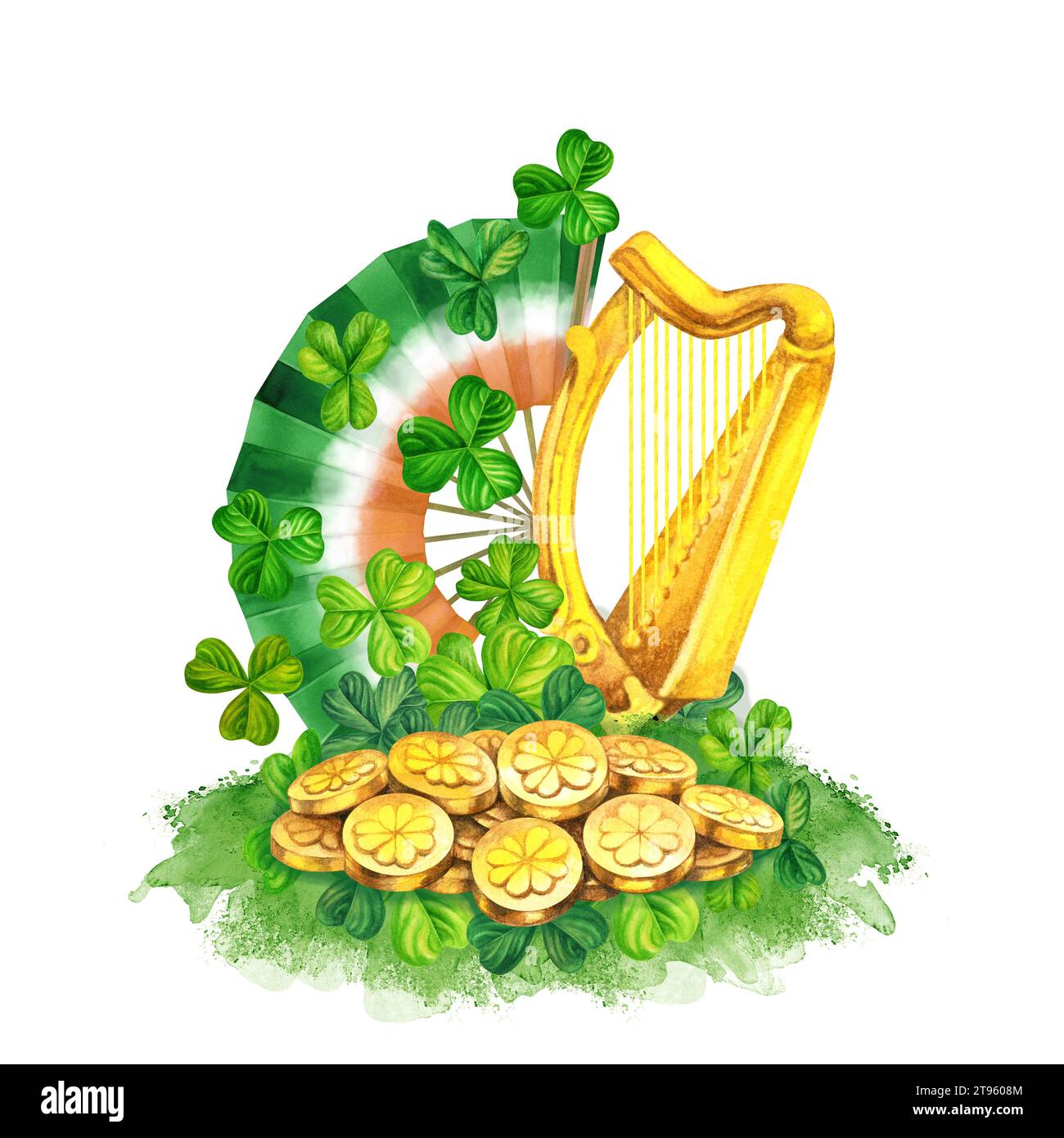 Irish harp illustration hi-res stock photography and images - Alamy