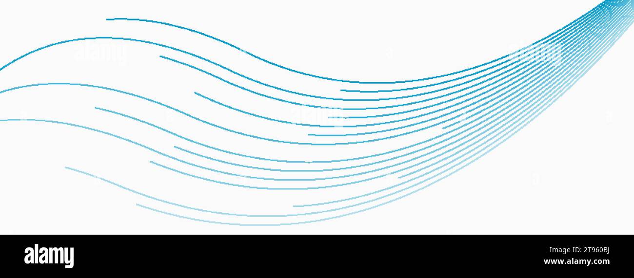 Blue minimal wavy lines abstract futuristic tech background. Vector digital banner design Stock ...