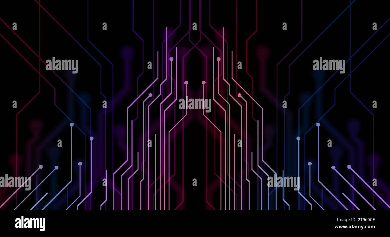 Abstract neon blue purple tech circuit board lines sci-fi design ...