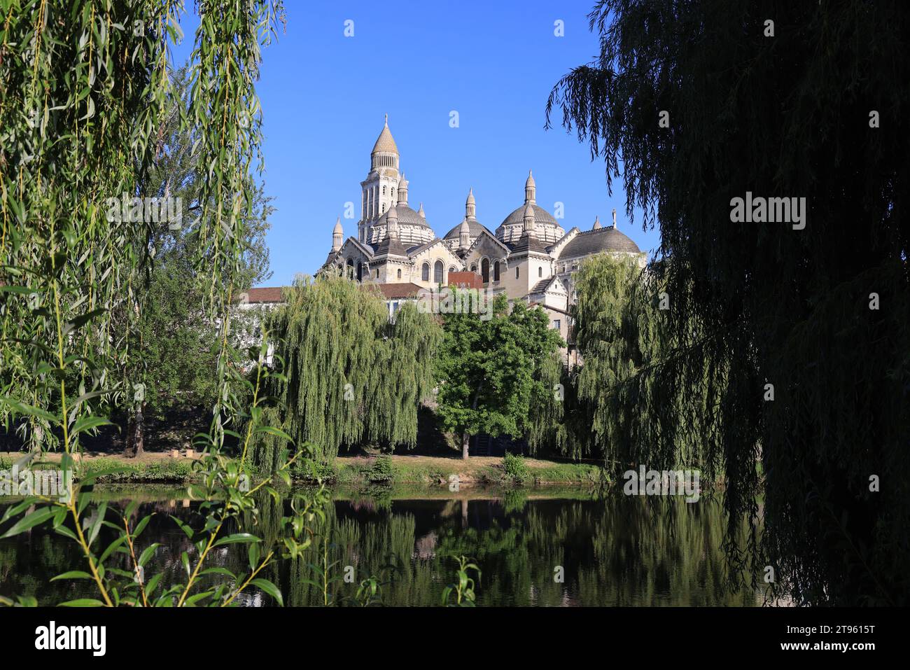 The Saint-Front Cathedral of Périgueux near the Isle River. Catholic ...