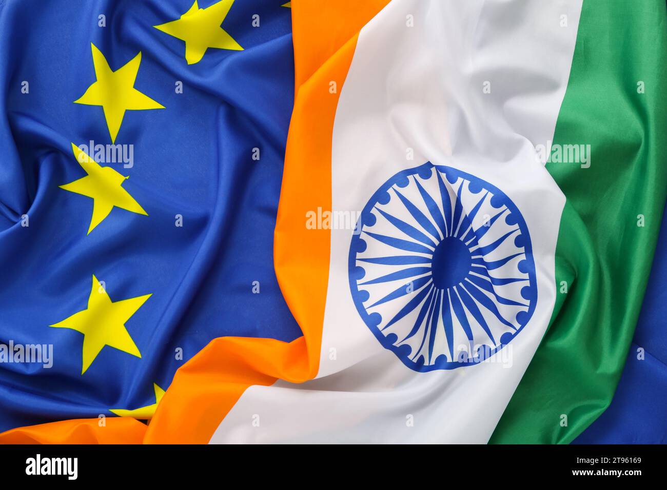 Flags of India and European Union as background Stock Photo - Alamy