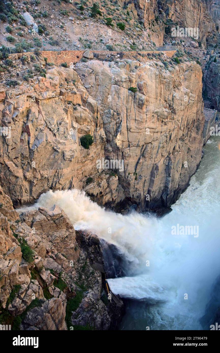 the turbulent water of the shoshone river flowing over the buffalo bill ...