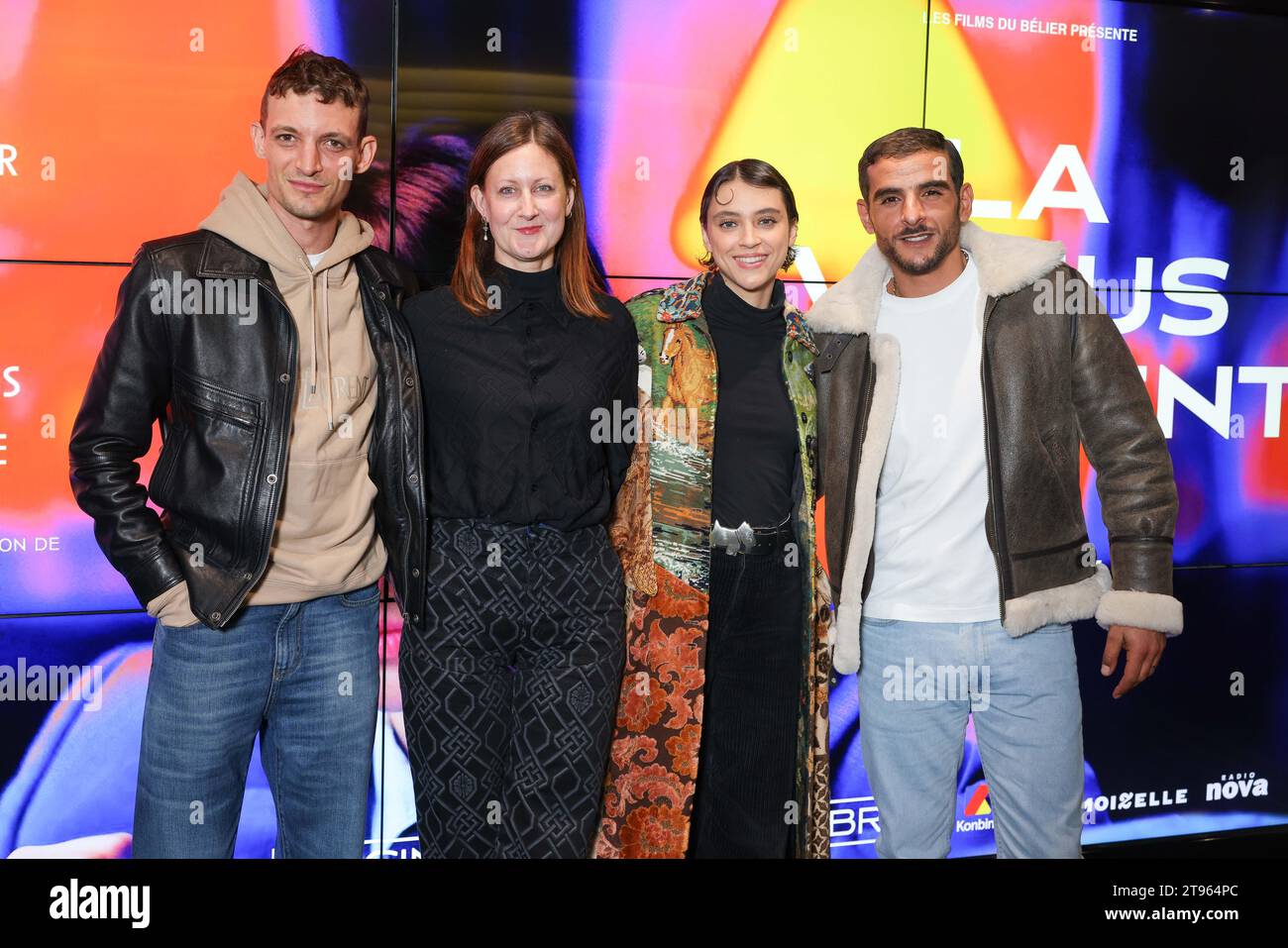 Paris, France. 20th Nov, 2023. Niels Schneider, Director Helena Klotz, Singer and actress Claire ...