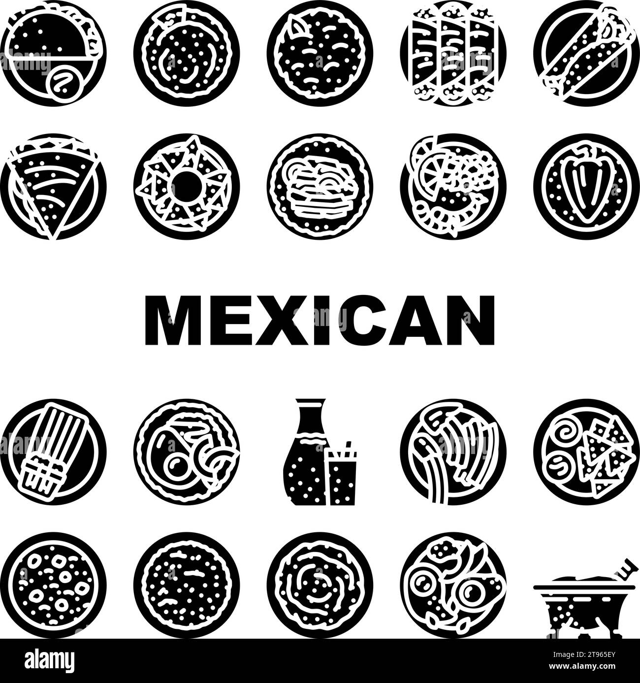mexican cuisine dinner food icons set vector Stock Vector Image & Art ...