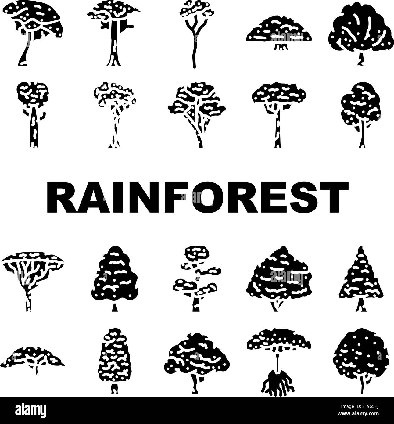 rainforest tree forest green icons set vector Stock Vector Image & Art ...