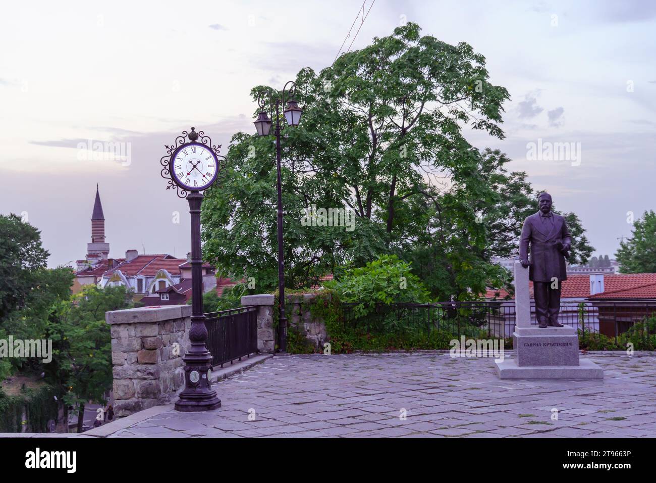 Plovdiv, Bulgaria - September 24, 2023: Sunset view of a street clock ...