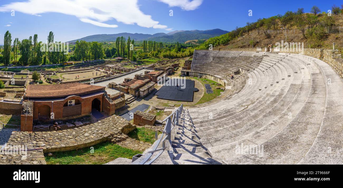 Bitola, North Macedonia - October 02, 2023: Panoramic view of the ruins ...