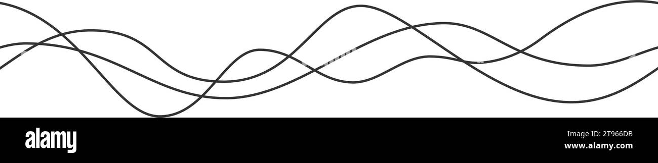 Line curve waves. Thin wavy line seamless pattern. Abstract dynamic ...