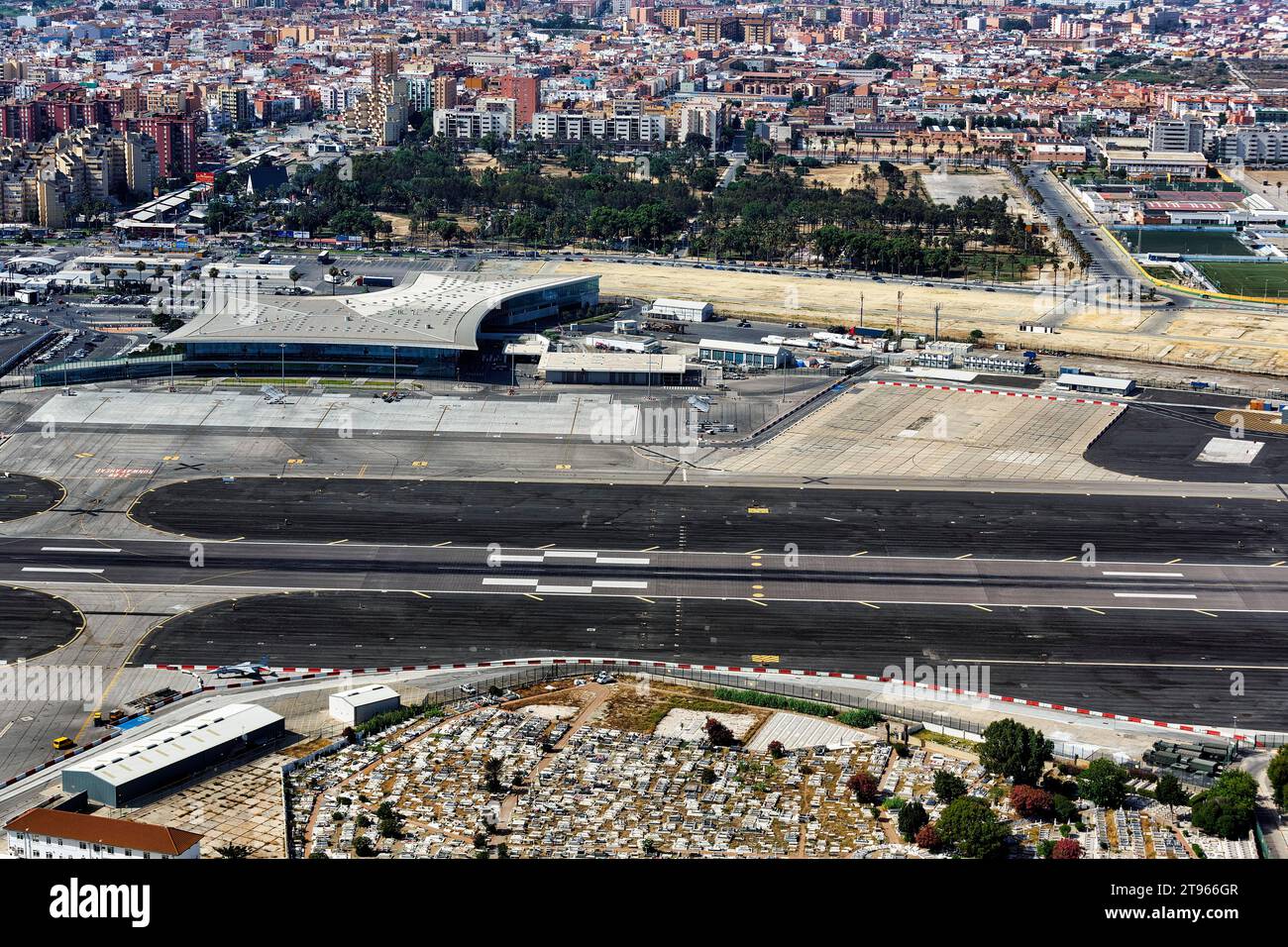 View of the airport and runway from the Rock of Gibraltar, Royal Air ...