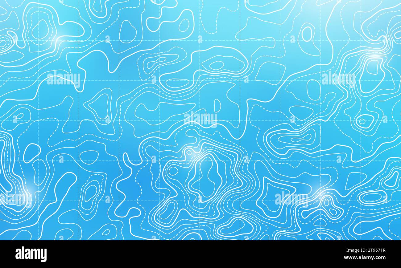 Ocean bottom topographic line map curvy wave isolines vector ...