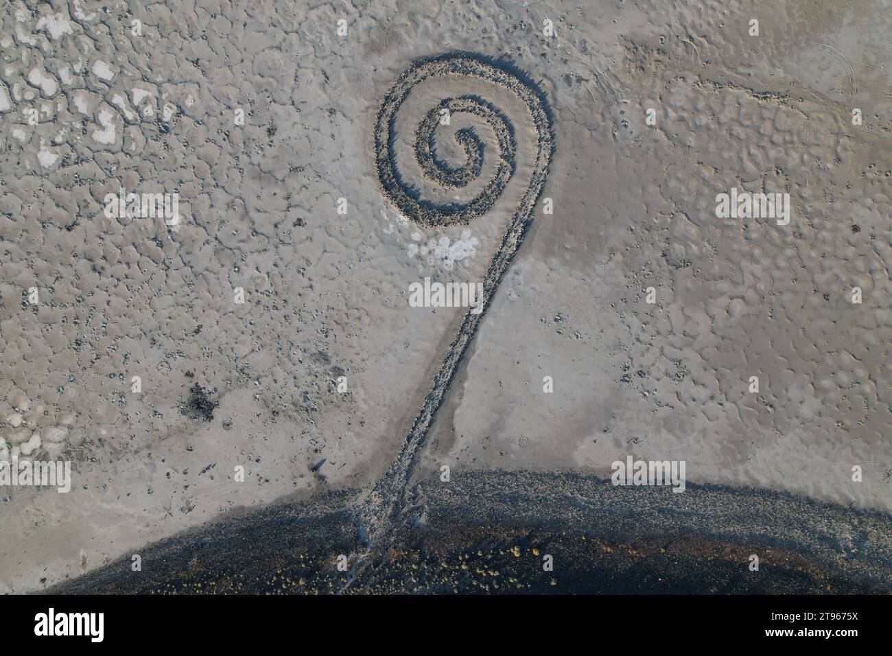 An aerial view of Spiral Jetty in Utah, USA Stock Photo - Alamy