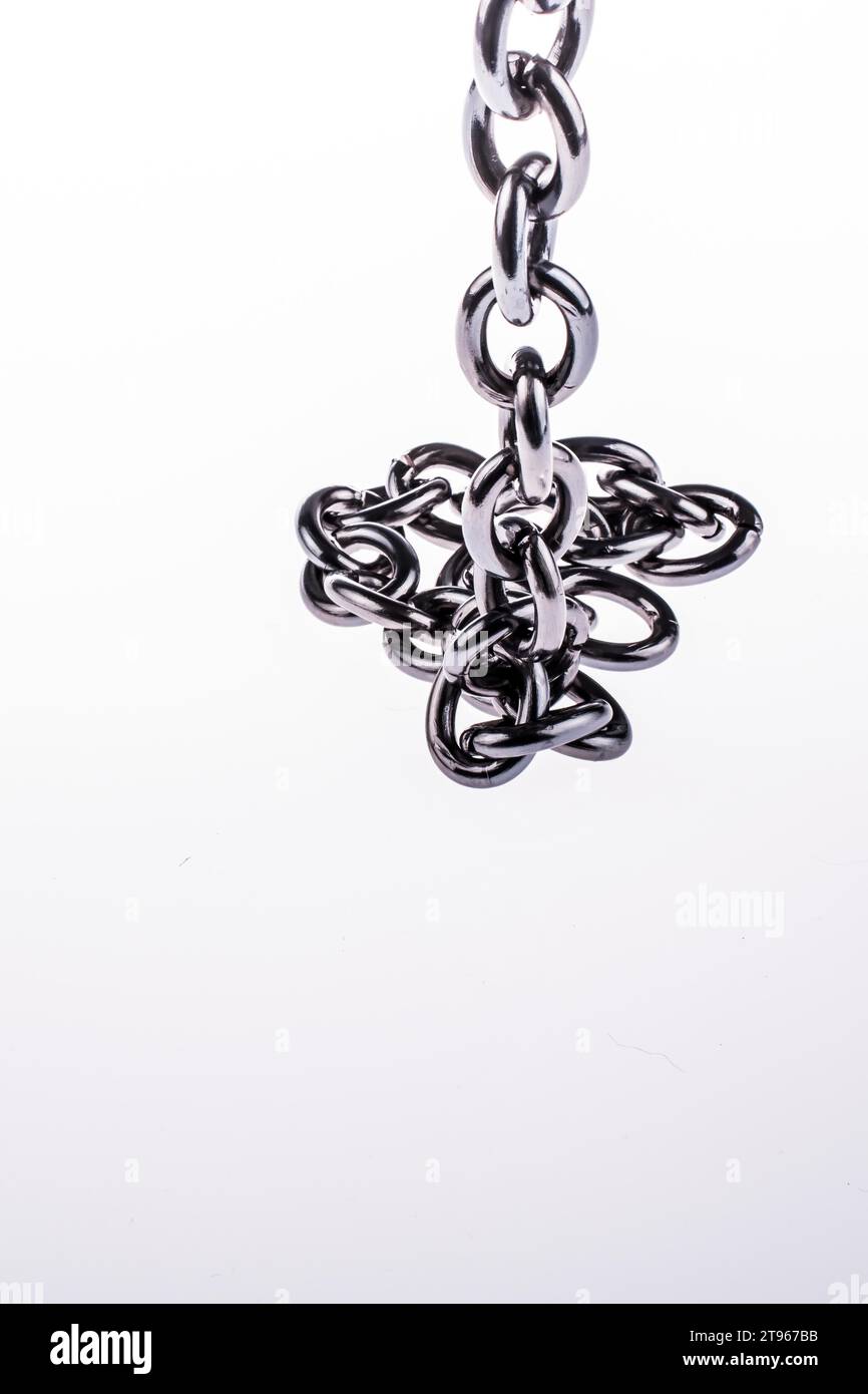 Metal chain on white background Stock Photo - Alamy