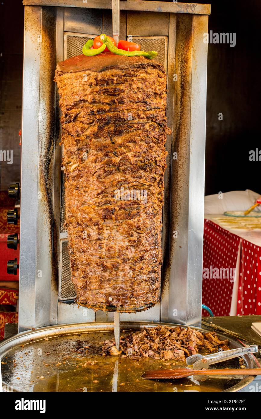 Traditional Turkish Doner Kebab on pole Stock Photo - Alamy