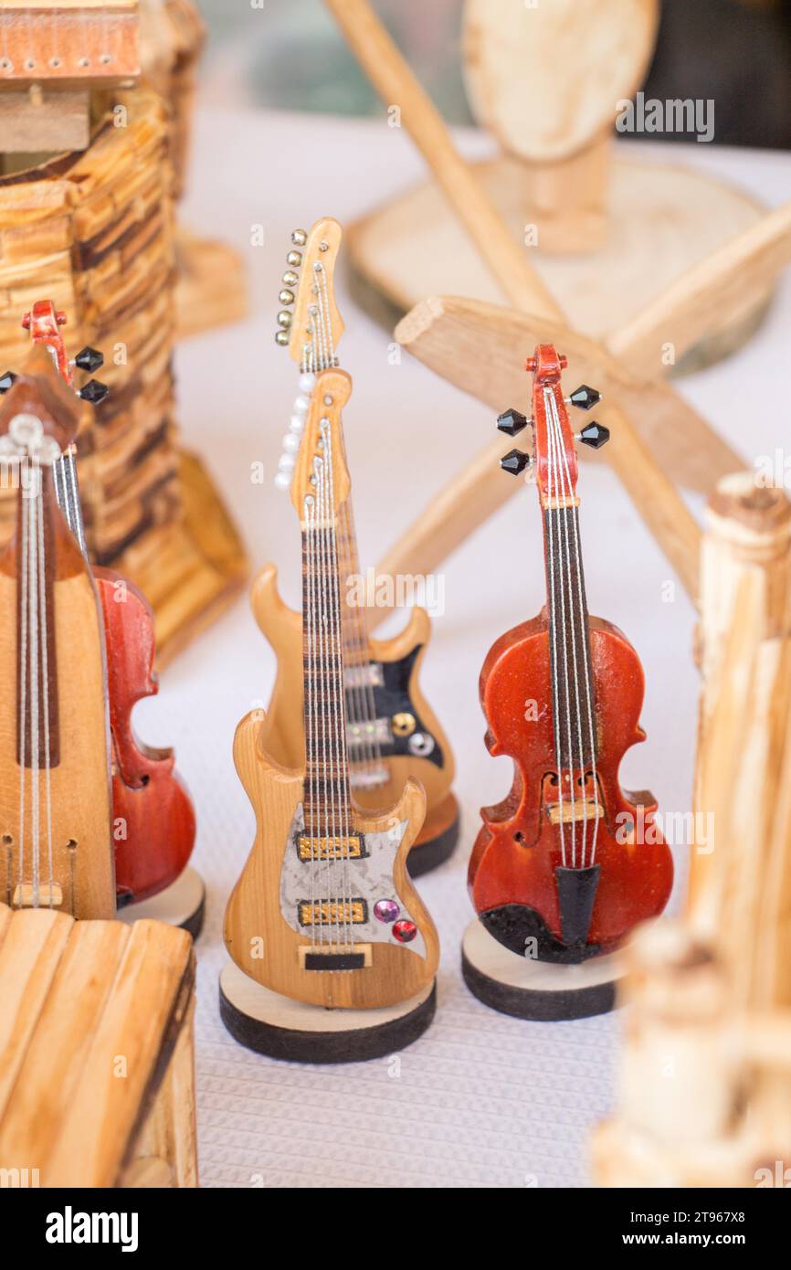 Set of models of musical instruments made of wood Stock Photo - Alamy