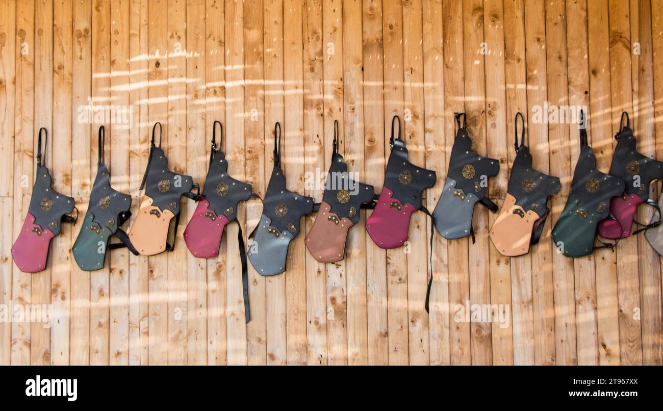 Leather quiver for holding set of arrows inside Stock Photo - Alamy