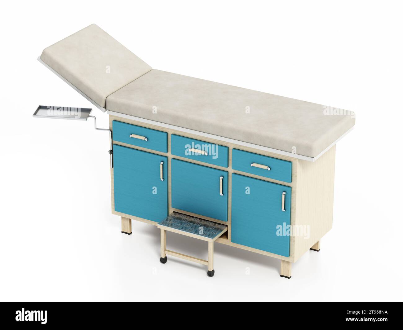 Medical exam table isolated on white background. 3D illustration Stock ...