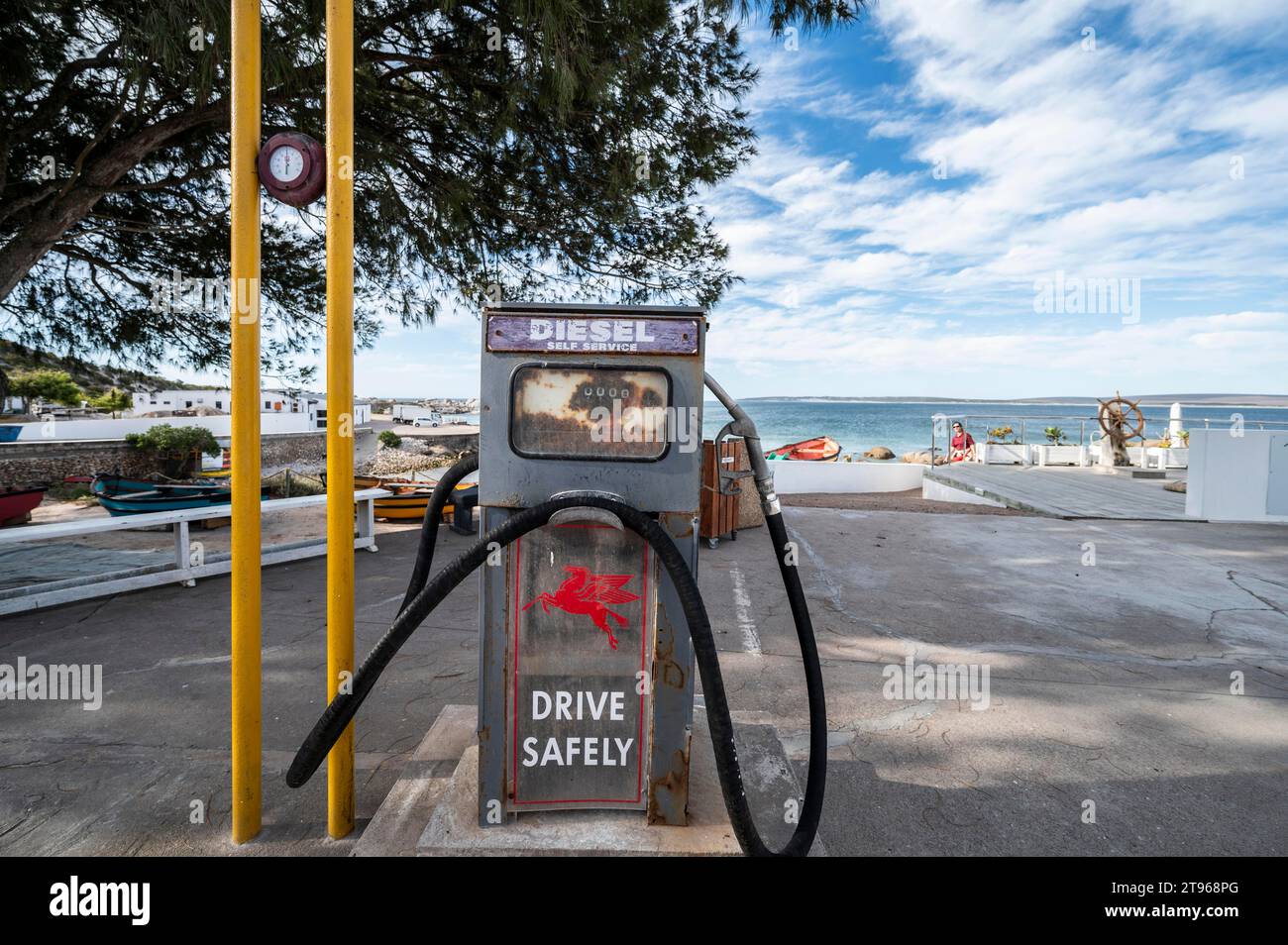 Diesel pump at the harbour, paternoster on the Atlantic, Western Cape ...